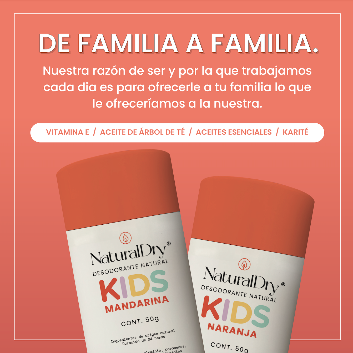 Kit 2 - desodorante natural en barra - kids -mandarina – NaturalDry®